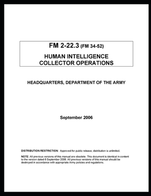 FM 2-22.3 (FM 34-52) Human Intelligence Collector Operations (Paperback ...