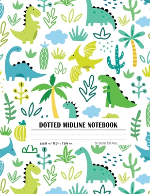 Dotted Midline Notebook: Picture Space And Dashed Midline For Grades K ...