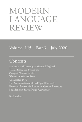 Modern Language Review (115: 3) July 2020 | mitpressbookstore