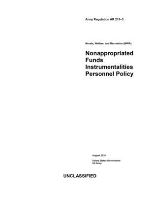 Army Regulation AR 215-3 Morale, Welfare, and Recreation (MWR ...
