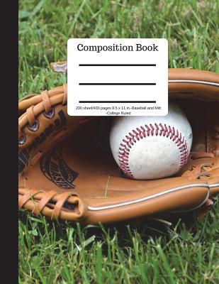 Composition Book 200 Sheet/400 Pages 8.5 X 11 In.College Ruled Baseball ...